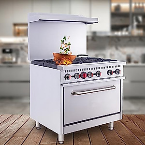 HAKKA 36" Gas Range Stove with 6 Powerful Burners, 30000X6 output for Commercial Kitchens