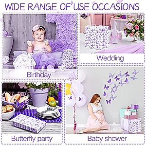 24 Pieces Butterfly Party Present Bags Butterflies Safe Paper Goodie Bags Gradient Butterflies Present Bags Butterfly Party Decorations Goody Treat Bags for Girls Women's Birthdays Supplies (Purple)