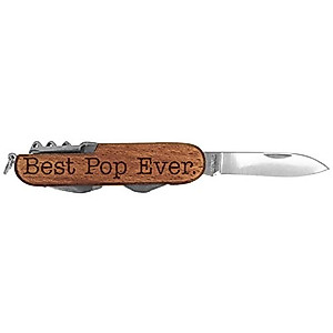 Personalized Gifts Pop Knife Best Pop Ever Laser Engraved Dark Wood 6 Function Multitool Pocket Knife