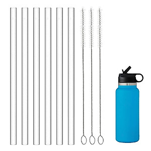 Greant 6 PCS Silicone Straws compatible with Hydroflask Wide Mouth Bottles, Flexible Straws compatible with Hydro Flask Straw 32oz, Replacement Part compatible with Hydroflask with 3 Brush (250 mm)