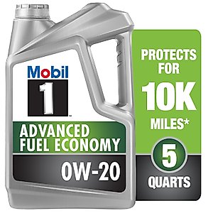 Mobil 1 Advanced Fuel Economy Full Synthetic Motor Oil 0W-20, 5 Quart
