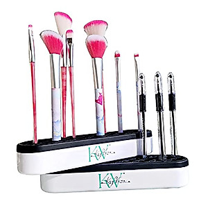 KAYVANA 2pack Silicone Makeup Brush Holder Cosmetics Display Art Supply and Craft Tool Caddy Office Supply and Desktop Organizer (Black)