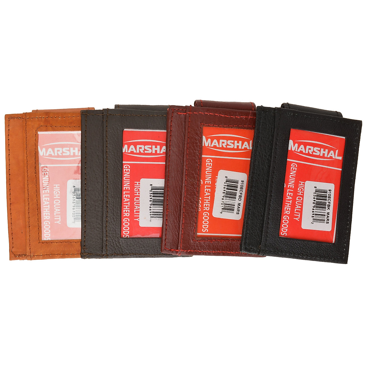 MARSHAL Printed Grain Cow Hide Leather Money Clip with Magnet (Brown)