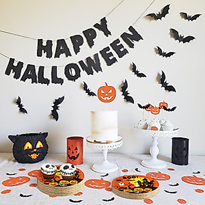 Jremreo 50 Pcs 9-Inch Halloween Paper Plates - Spooky Haunted House Party Supplies Set, Disposable Tableware with Ghost, Pumpkin, and Bat Designs for Candy, Snack, Dessert, Trick or Treat Decorations