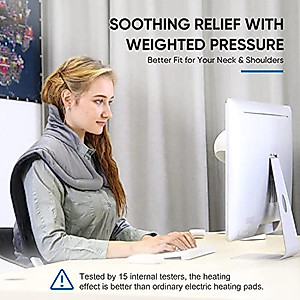 SAROO Weighted Heating Pad for Back Pain Relief, 24"x33" XXL Large Electric Heating Pad for Neck and Shoulders with 4 Heat Settings, 2H Auto-Off, Back Heated Wrap for Cramps - Machine Washable