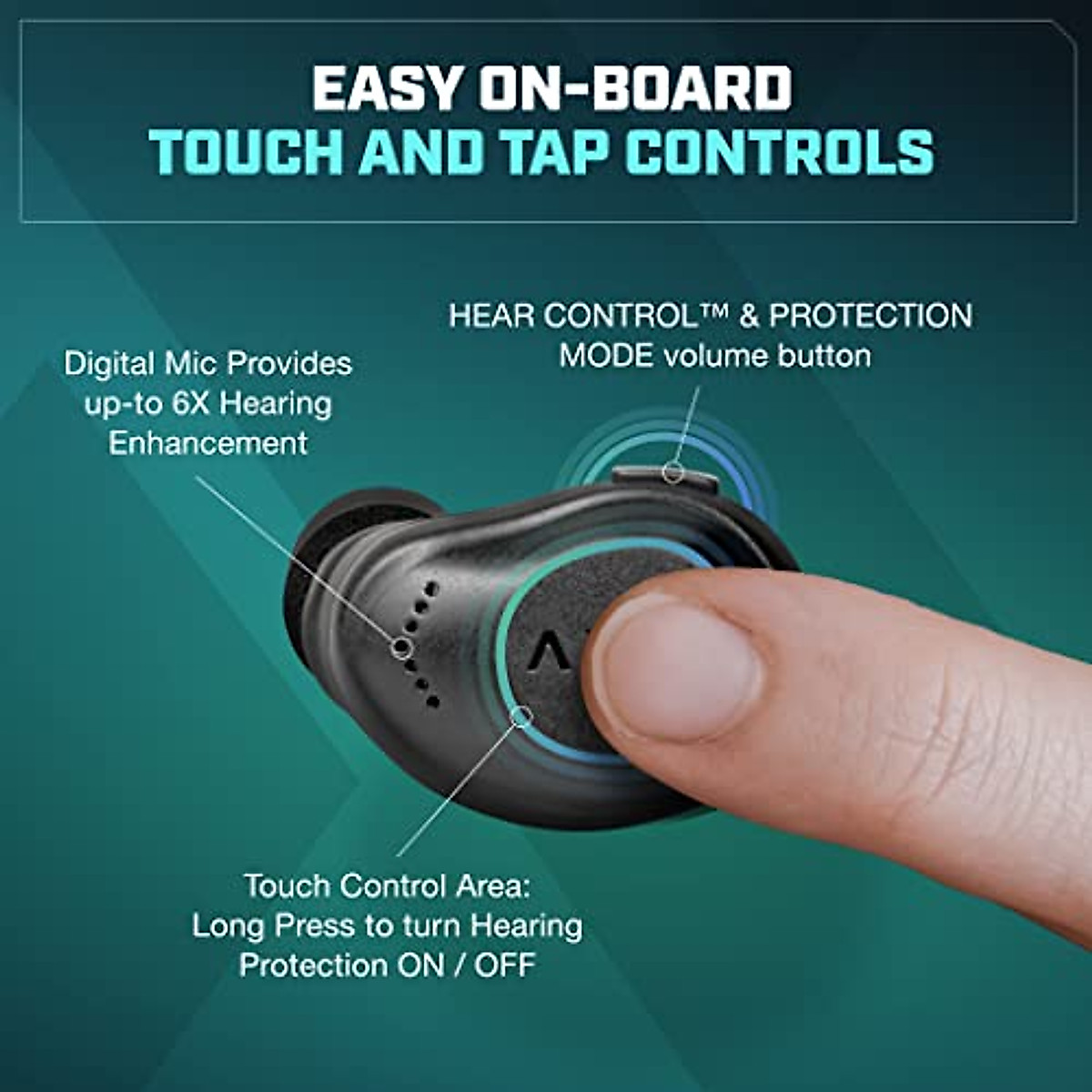 AXIL XCOR Wireless Earbuds Bluetooth — Digital HearPRO Buds with Touch Control — Bluetooth Enhancement — Hearing Protection — Dust & Water Resistant — Wind Resistant True Wireless Earbuds