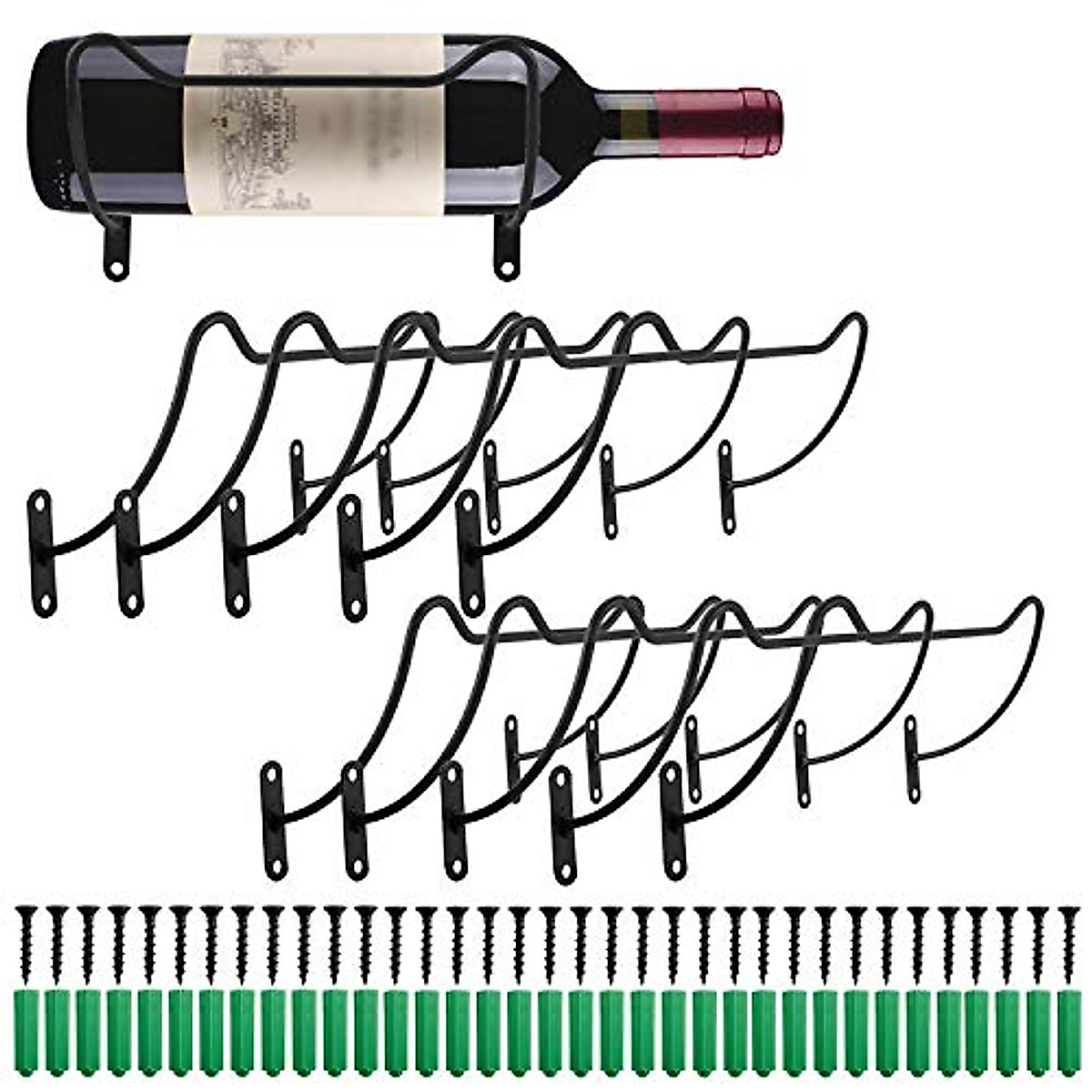 HighFree Wall Mounted Wine Racks 10 Pack Iron Wine Bottle Display Holder Rack Hanging Wine Organizer Rack with Screws for Beverages/Liquor Bottles Storage