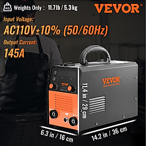 VEVOR MIG Welder, 130A Welding Machine, 3 in 1 Combo MMA/MIG/Lift TIG Welder Machine, Flux Core Welder, MIG-130 Portable Welding Machine, MIG Welding Equipment with 1KG Welding Wire Stick Welder