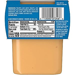 Gerber Snacks for Baby 2nd Foods Baby Food Tubs, Hawaiian Delight, Creamy Juice & Fruit Blend, Pureed Baby Food Snack, 2 - 4 ounce Tubs/Pack (Pack of 4)