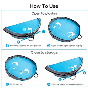 BBpara - Toy Storage Bag and Play Mat for Building Bricks & Blocks - Portable Zipper Toy Storage Bag - Designed for Kids entertainment and toy storage to keep the room neat & tidy - Blue