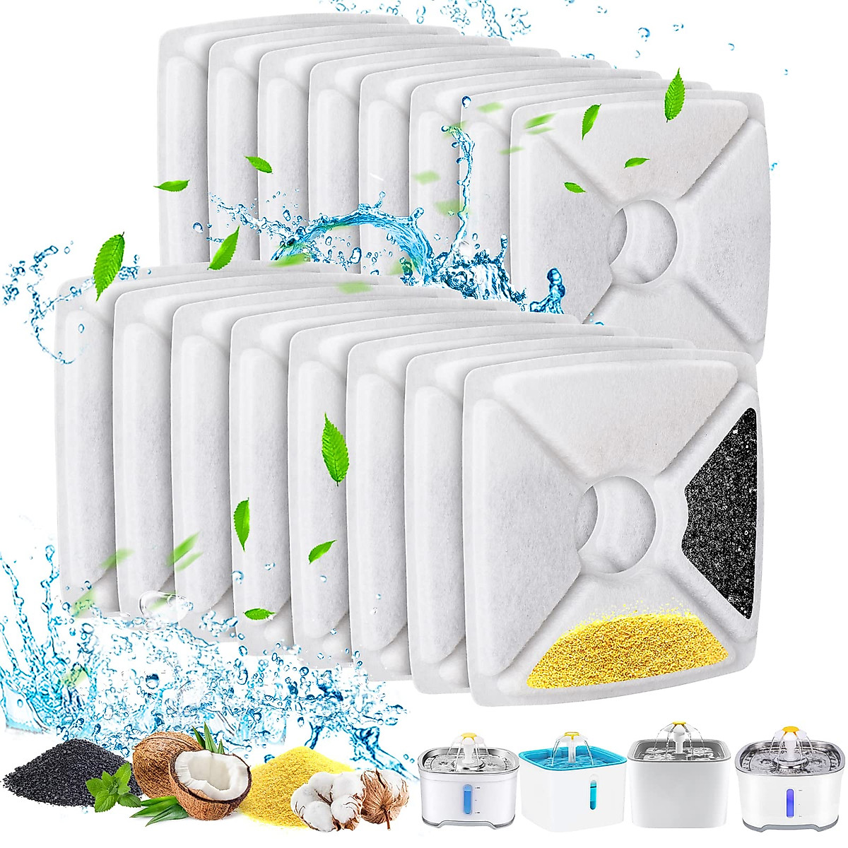 Cat Water Fountain Filter(16 Pack), Cat Drinking Fountain Filters Replacement for 84oz/2.5L Automatic Pet Fountain Dog Water Dispenser