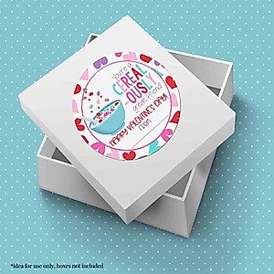 Great Friend Breakfast Cereal Themed Valentine Party Favor Sticker Labels for Kids, 40 2" Party Circle Stickers by AmandaCreation, Great for Classroom Valentines, Envelope Seals, Gifts, Treats