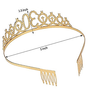 AOPRIE Birthday Crown for Women 30 Talk Thirty To Me Birthday Sash for Women Girls Gold Birthday Tiara 30th Birthday Gifts Her Him Decoration for Women Princess Crown Rhinestone Headband Happy Birthday Accessories