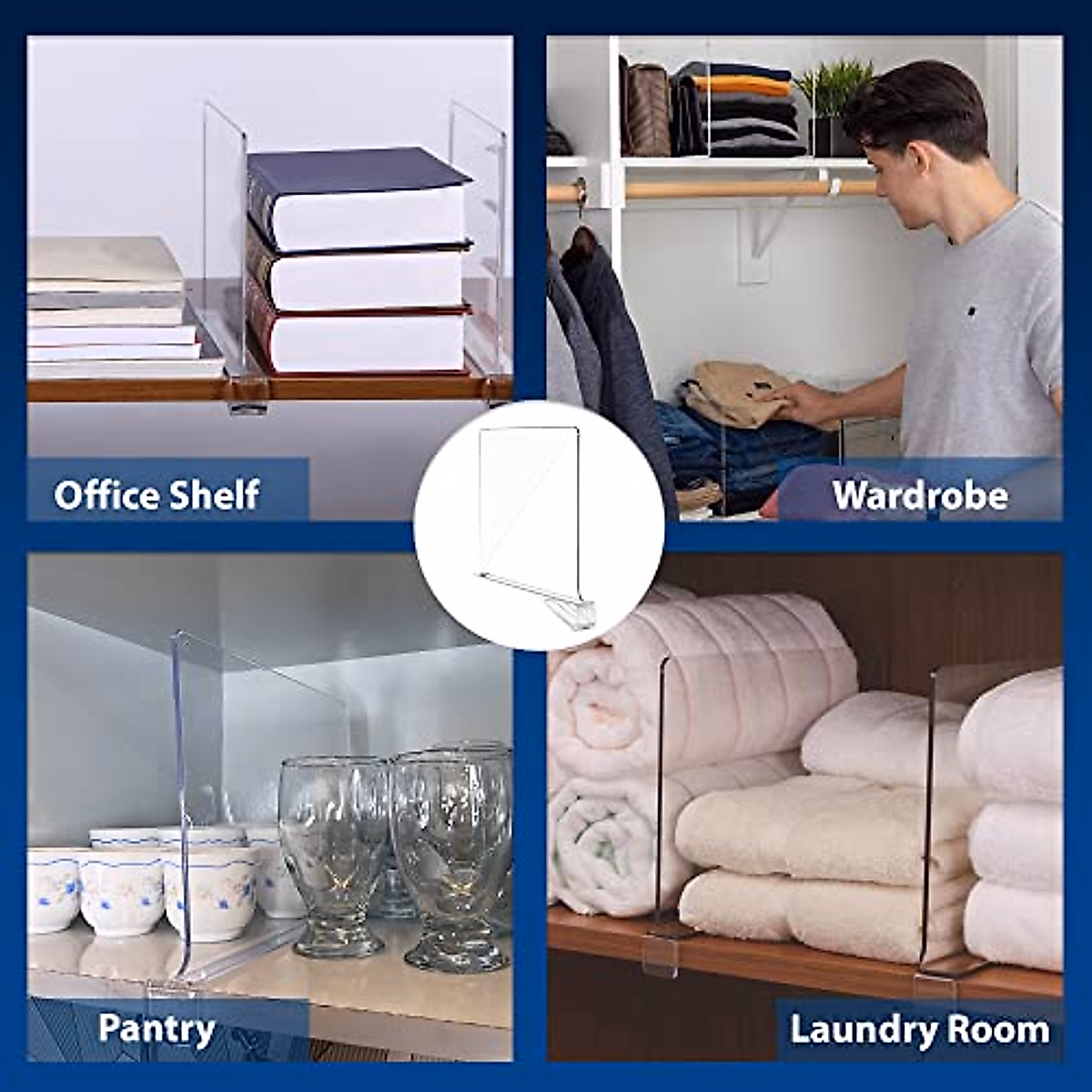 ArticYard Acrylic Shelf Dividers – 10 PCS Adjustable Clear Plastic Separators for Wooden Shelves, Shelf Dividers for Closet Organization, Perfect for Bedroom, Kitchen Cabinets, Bookshelf, Office