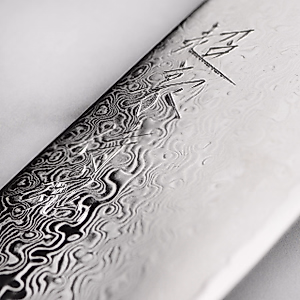 Yaxell Ypsilon SG2 Knife Set, 3 Piece with Katana Stand - 193 Layer Stainless Damascus