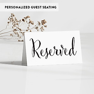 Andaz Press Table Tent Place Cards On Perforated Paper, Formal Black And White, Reserved, 20-Pack, Placecards Table Settings Reserved Table Signs Reserved Seating Signs Reserved Signs For Tables