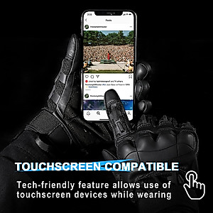 WTACTFUL Touch Screen Motorcycle Tactical Gloves for Men Airsoft Paintball Gear MTB Bike Cycling Cross-Country Motorbike ATV Hunting Hiking Riding Driving Work Outdoor Full Finger Gloves S Black