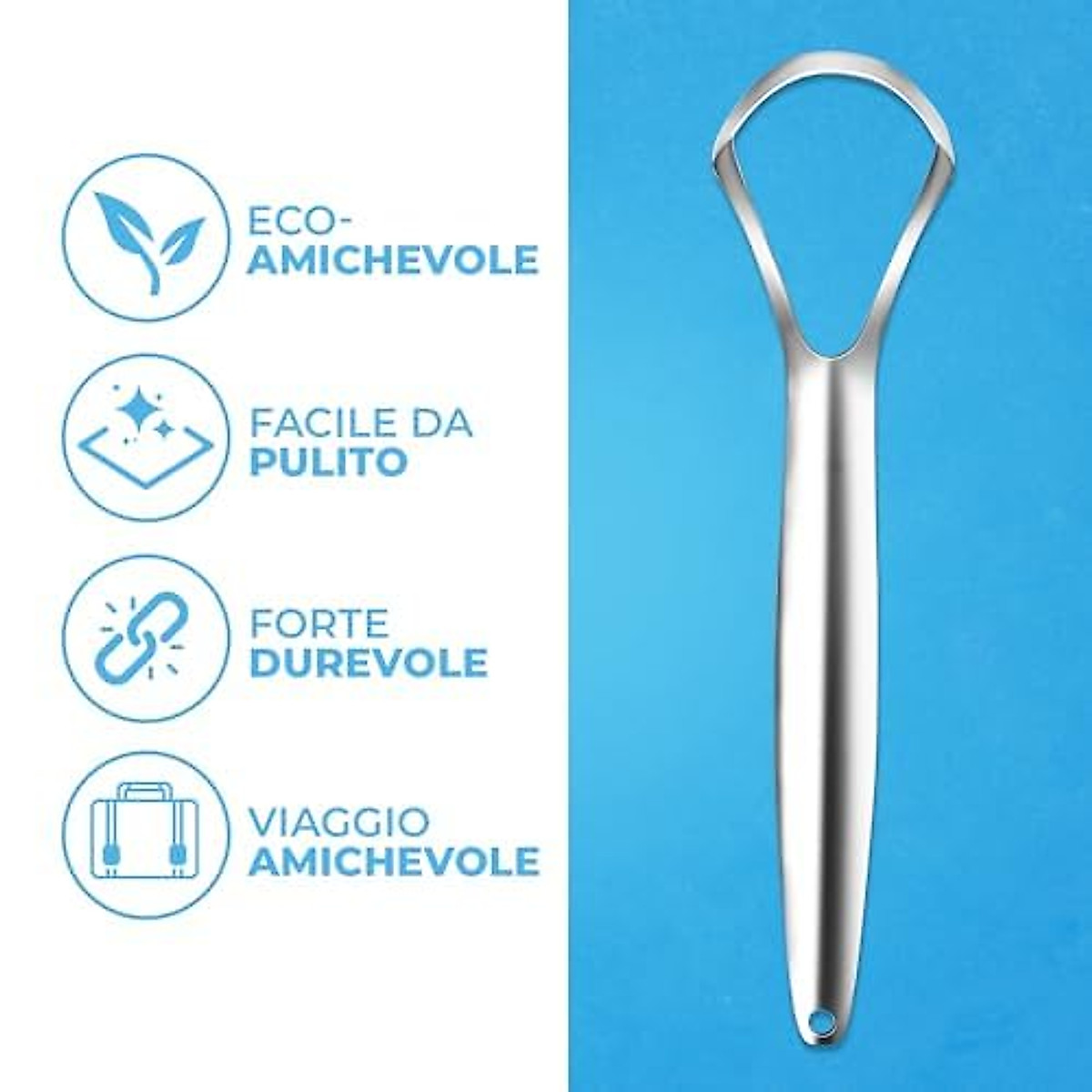 Tongue Scraper for Adults by HOKIN (1Pcs Oral Care Pack) Stainless Steel Tongue Cleaners Reduce Bad Breath 100% Metal Tough Scrapers Men and Women Hygiene