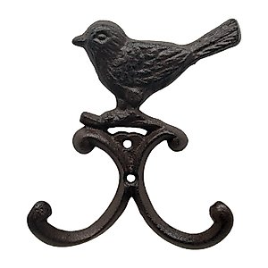 QIAOIDEA Antique Vintage Animal Cast Iron Bird Wall Hanger Hooks Rack, Decorative Indoor Outdoor Home Garden Country Farmhouse Garage Rustic Wall Mounted Hooks for Hanging Coats Keys Tools Holder