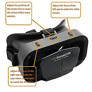 UYGHHK VR Headsets, Virtual Reality Game Movie Goggles for iPhone & Android System 4.7-7.2 inch Smartphone Adjustable 3D VR Glasses with Controller