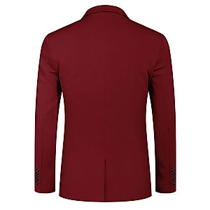 COOFANDY Men Suit Jacket Linen Slim Fit Sport Coat Business Fashion Daily Blazer Wine Red