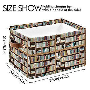 ALAZA Bookshelves Book Foldable Storage Box Storage Basket Organizer Bins with Handles for Shelf Closet Living Room Bedroom Home Office 1 Pack
