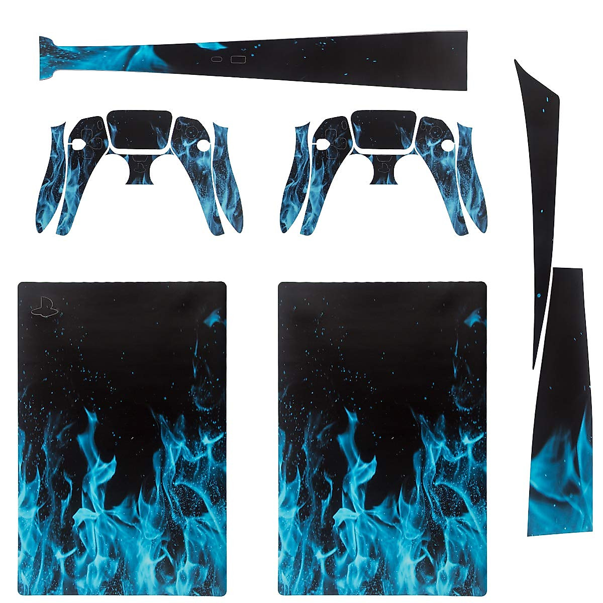 PS5 Skin for Console and Controller Skin Vinyl Sticker Decal Cover for Playstation 5 Console and Controllers - Compatible with Playstation 5 Digital Edition - Blue Fire