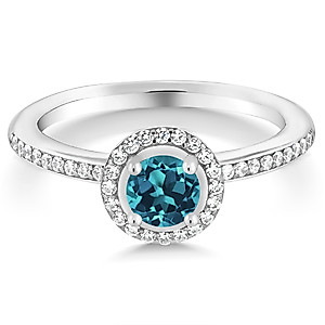 Gem Stone King 925 Sterling Silver London Blue Topaz Ring For Women (0.69 Cttw, Gemstone Birthstone, Available In Size 5,6,7,8,9)