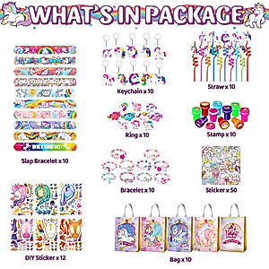 KULUJIA 132 Pcs Unicorn Party Favors Birthday Supplies Girls Bags Goodie Bag Stuffers Filler Party Supplies