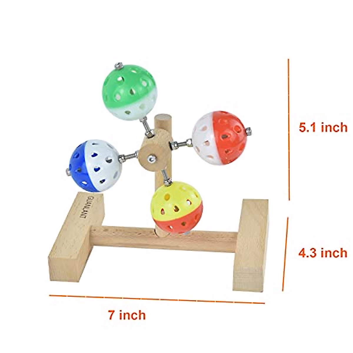 GUANLANT Foraging Bird Toys for Parrots, Budgie Toys, Rotating Bird Feeders Spinner Toys Parakeet Ball Bell Toys Birdcage Accessories Bird Food Treats Interactive Food Toys for Cockatiel Conures