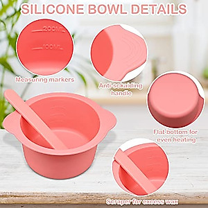 2 Pcs Silicone Wax Warmer Liner, Silicone Wax Bowl for Wax Warmer, Reuse Wax Melt Warmer Wax Pot Replacement, Non-Stick Wax Melt Liner with 2 Pcs Wax Spatula Sticks for Hair Removal (Blue, Pink)