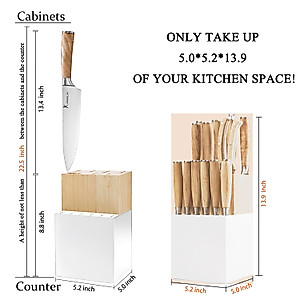 Kangdelun Natura Series 14 PCS Knife Block Set, Ultra Sharp High Carbon Stainless Steel with Wooden Handle