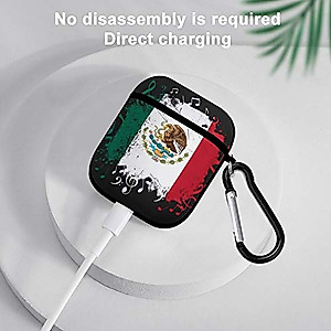 Musical Mexico Flag Airpods Case Cover for Apple AirPods 2&1 Cute Airpod Case for Boys Girls Silicone Protective Skin Airpods Accessories with Keychain