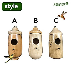 Hummingbird House, Wooden Hummingbird Houses for Outside,Hummingbird Houses for Outside for Nesting, Wooden Hummingbird House for Outside Hanging (3PCS (A+B+C))