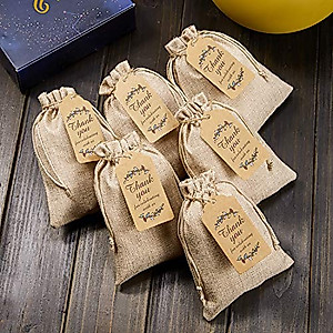 25 Burlap Bags with Drawstring Closure 5" x 7" Closure Gift Bags for Wedding Party, Arts & Crafts Projects, Presents, Snacks & Jewelry, Kitchen Storage Biodegradable Linen Sack Pouch Tags