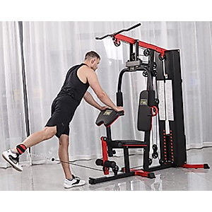 Signature Fitness Multifunctional Home Gym System Workout Station with Leg Extension and Preacher Curl, 122.5LB Weight Stack, M750, Multiple Pacakges