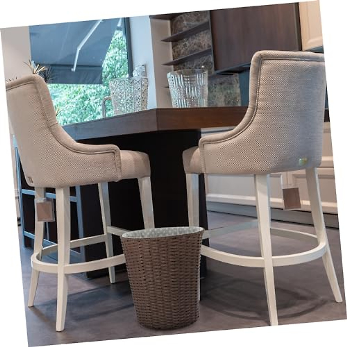 TINEASUR Woven Storage Basket Trash Bin with Lid Round Vases for Centerpieces Straw Basket Bin Storage Weaving Basket Decorative Woven Basket Living Room Storage Basket Coffee Paper Rope