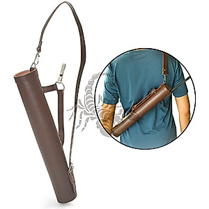 Scorpion Archery Back Arrow Quiver - Genuine Leather Arrow Case - Traditional Handmade Archery Quiver for Hunting & Target Practicing - Adjustable Lightweight & Comfortable Cow Leather) (Brown)