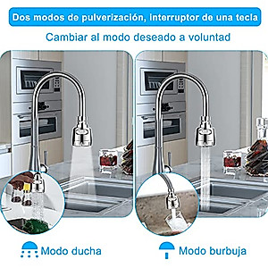 Faucet Aerator, 2022 Kitchen Sink Faucet Sprayer Head 360° Rotatable, High Pressure and Anti -Splash Water Saving Faucet Spray Head Bubbler for for Faucet Replacement Head, G1/2 Connector, 2 Modes