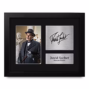 HWC Trading David Suchet Framed Gift Signed Printed Autograph Poirot Photo Display - US Letter Size
