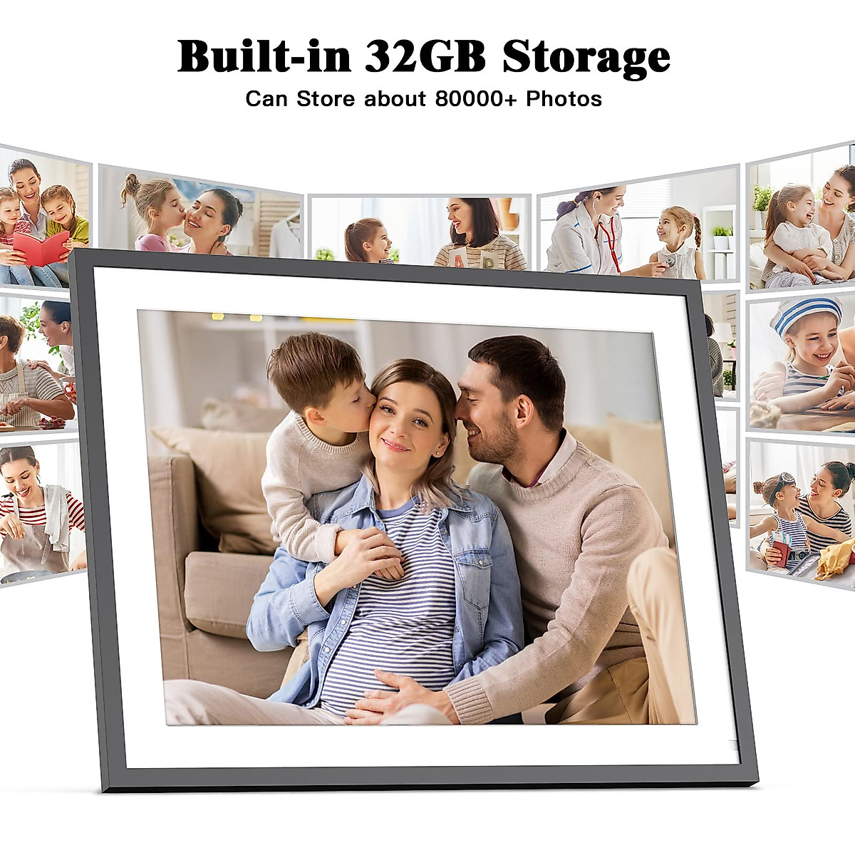Large-Digital-Photo-Frame 32GB Electronic Photo Frame - 17-Inch Dual-WiFi Cloud Frame, FHD Touch Screen, Full Function, Auto-Rotate, Share Photos Video via App Email, Free Cloud, Gift for Grandparents
