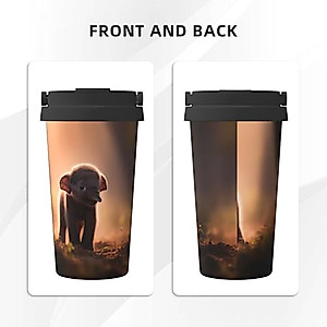 WANGXUEE African Elephant Print 500ml Stainless Steel Travel Tumbler Double Wall Vacuum Insulated Coffee Mug