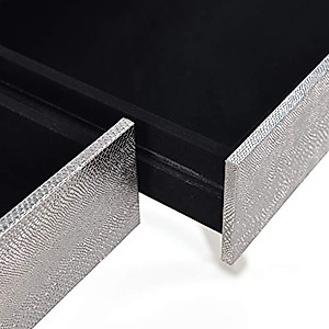 Empire Art Direct Leather Console Table, 44" x 16" x 32", Elegant Silver Faux Lizard Skin