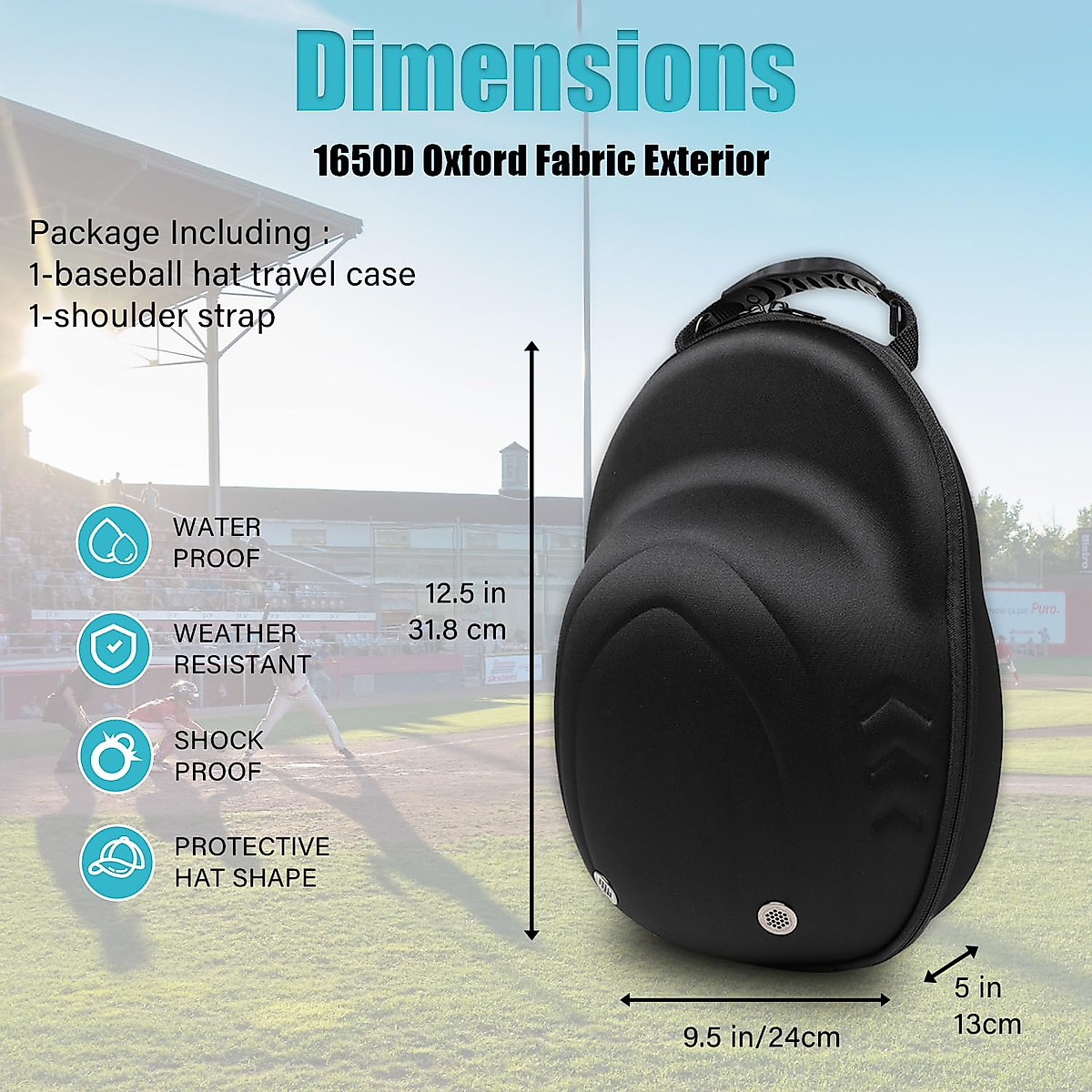 SLINRKE Hat Travel Case - Hard Hat Case for Baseball Caps, Hat Carrier Case with Carrying Handle & Shoulder Strap, Hat Organizer Protects Up To 6 Hats - Perfect for Traveling & Home Storage