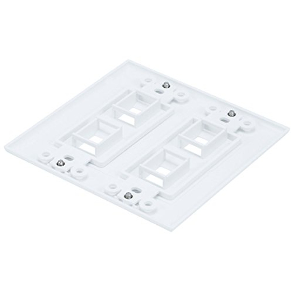 Monoprice 2-Gang Wall Plate for Keystone, 4 Hole - White
