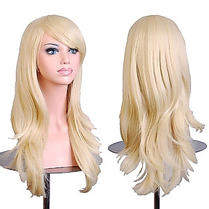 AneShe Wigs 28" Long Wavy Hair Heat Resistant Cosplay Wig for Women (Light Blonde)