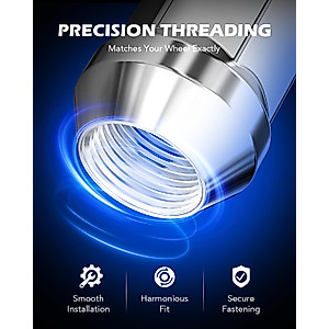 OMT M14x1.5 Spike Lug Nuts, 14mmx1.5 Wheel Lug Nuts Compatible with Chevy Silverado Express, Ram 2500 3500, Ford F250 F350, GMC Sierra Yukon Savana and More, Spike Lug Nut Set, Set of 32, Chrome