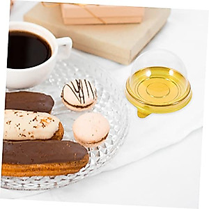 HEMOTON 100pcs Mini Cake Cupcake Holder Dessert Cups with Lids Mooncake Box Wedding Cake Stand Mini Paper Cups Clear Cake Stand Tray Moon Cake Mooncake Tray Puffs Gift Clamshell Mini