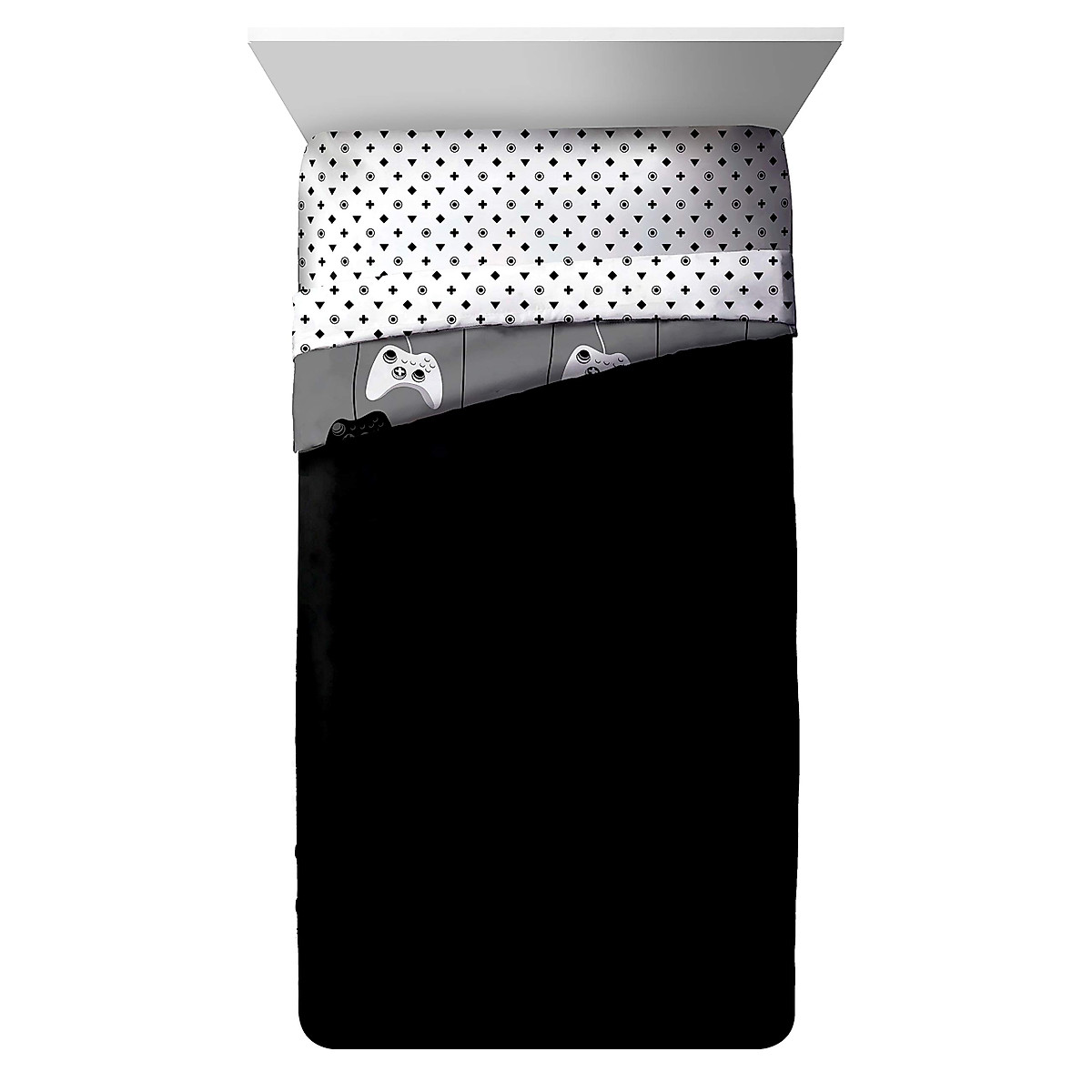 Jay Franco Game On 4 Piece Twin Bed Set - Includes Reversible Comforter & Sheet Set - Bedding Features Video Game Contoller - Super Soft Fade Resistant Microfiber