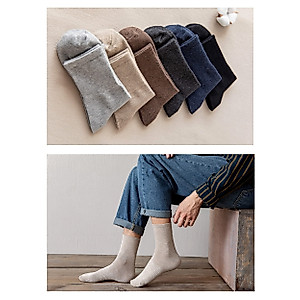 Norther30° Mens Cotton Crew Socks Thin Cushioned Cotton Socks for Mens Calf Socks 7Pairs